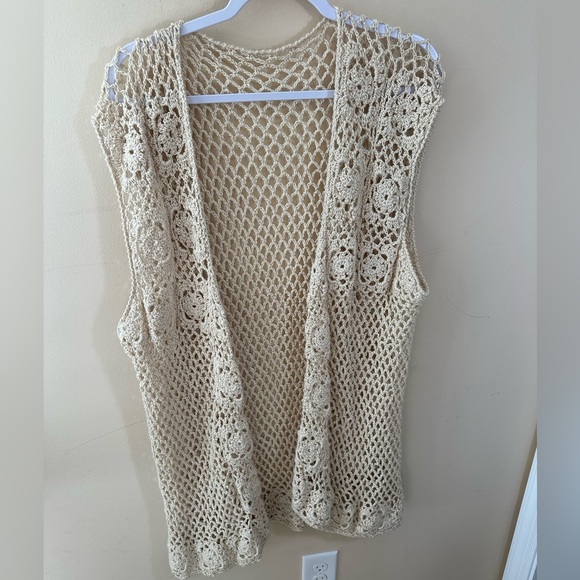 Vintage | Sweaters | Granny Square Longline Open Front Crochet Vest Y2k ...